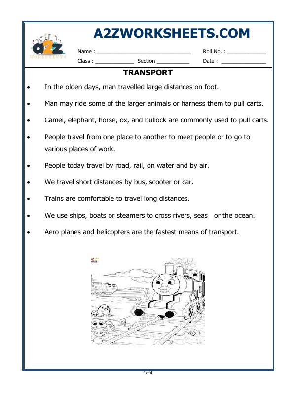 A2Zworksheets:Worksheet of Transport-Transportation and Communication ...