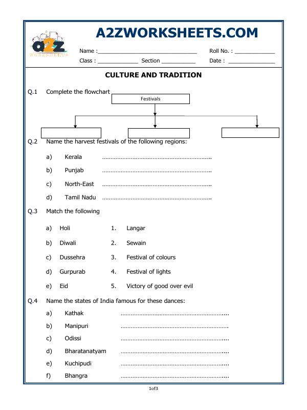 A2Zworksheets:Worksheet of Culture And Tradition-Culture and Tradition ...