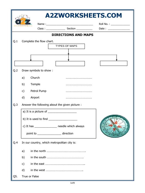 A2Zworksheets:Worksheet of Directions And Maps-Maps and Directions ...