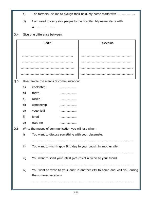 A2Zworksheets:Worksheet of Transportation And Communication ...