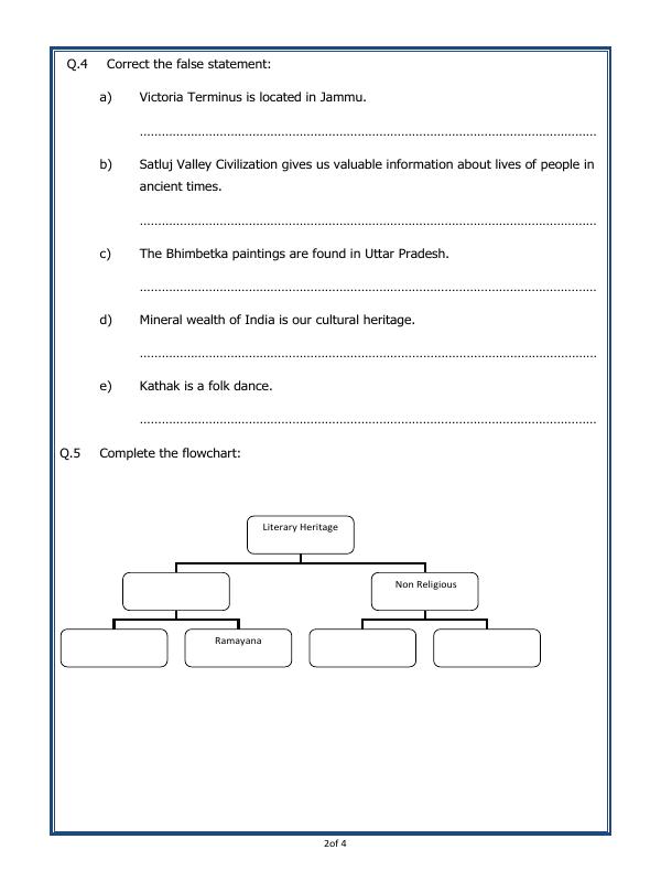 A2Zworksheets:Worksheet of Our Heritage-Our History and Heritage ...