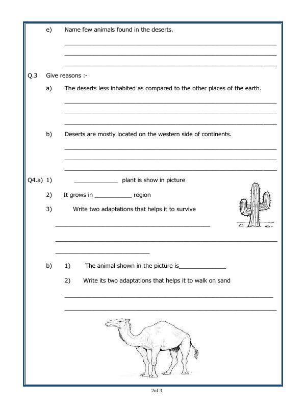 A2Zworksheets:Worksheet of The Hot Deserts-Geographical Features ...