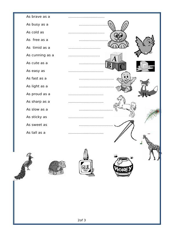 A2Zworksheets:Worksheet of Similes-Grammar-English