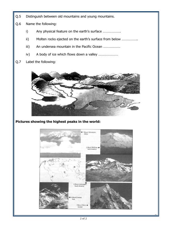 A2Zworksheets:Worksheet of Major Landforms Of The Earth-Geographical ...