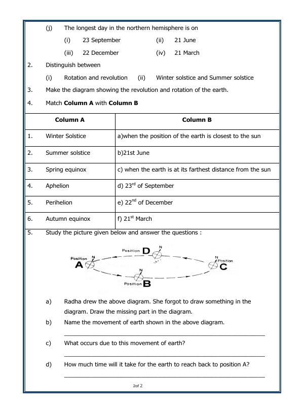A2Zworksheets:Worksheet of Motions Of The Earth-Solar System and Our ...