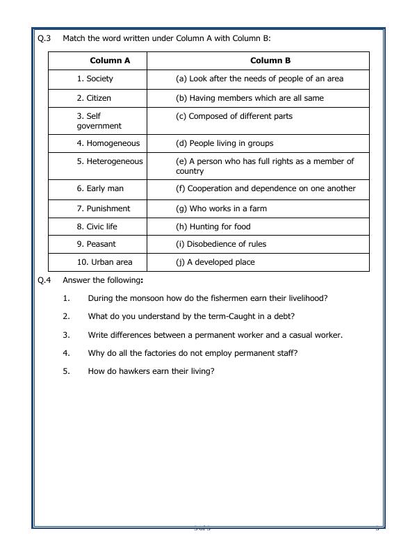 A2Zworksheets:Worksheet of Rural And Urban Livelihood-India and Its ...