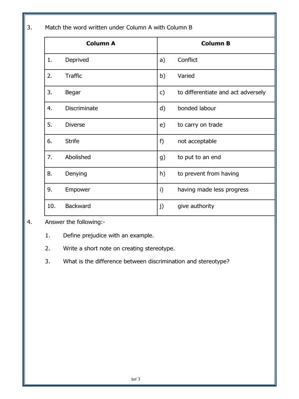 A2Zworksheets:Worksheet of Diversity And Discrimination-Our History and ...