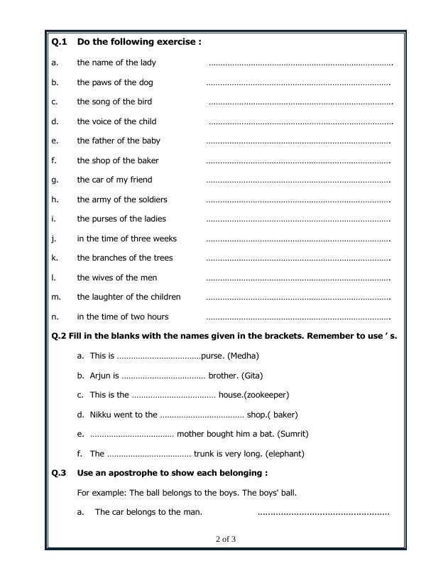 A2Zworksheets:Worksheet of Apostrophe-Grammar-English