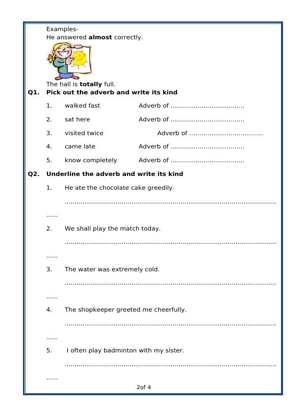 A2Zworksheets:Worksheet of Adverbs-Grammar-English
