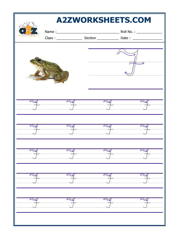 A2Zworksheets:Worksheet of English Cursive Writing - Alphabet F ...