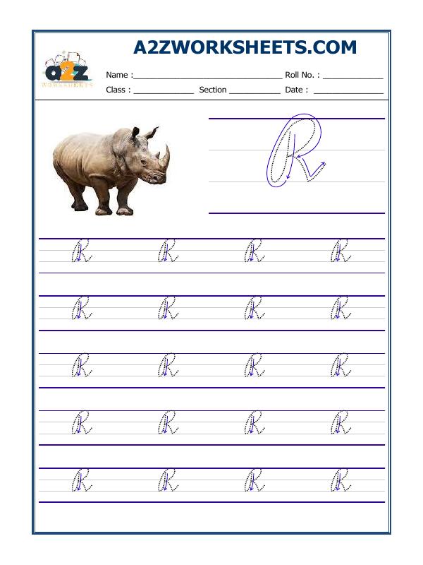 A2Zworksheets:Worksheet of English Cursive Writing - Alphabet R ...