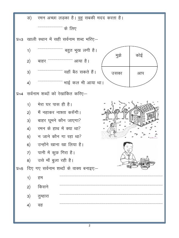A2Zworksheets:Worksheet of Hindi Grammar - Sarvanam In Hindi-Hindi-Language