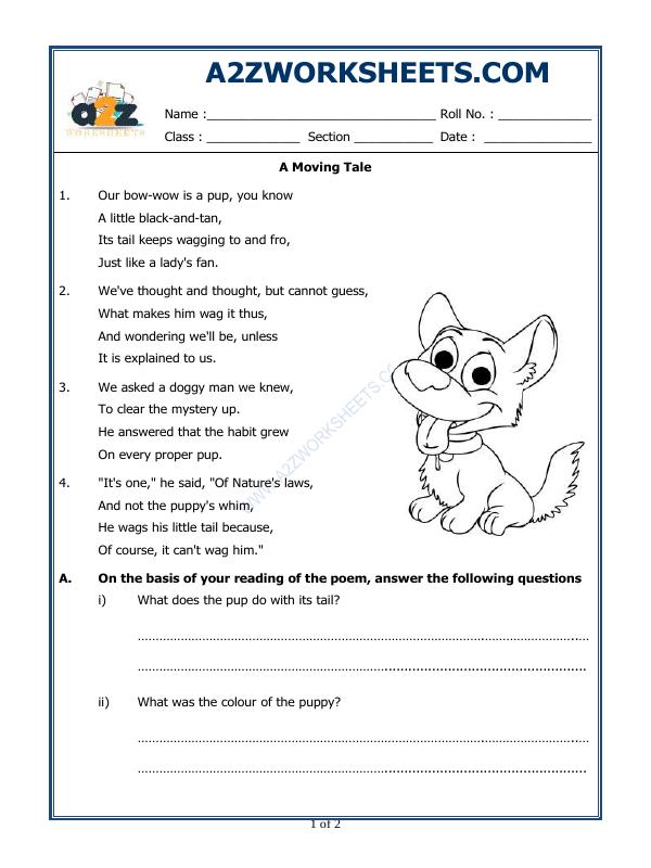 A2Zworksheets:Worksheet of Comprehension Passage-09-Reading-English