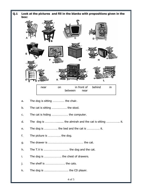 A2Zworksheets:Worksheet of Prepositions-Grammar-English