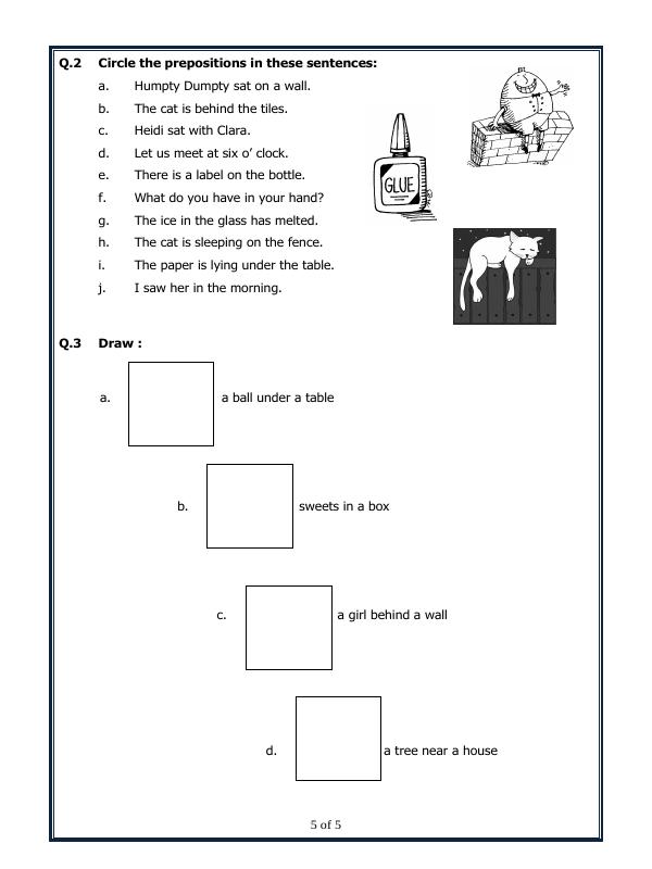 A2Zworksheets:Worksheet of Prepositions-Grammar-English