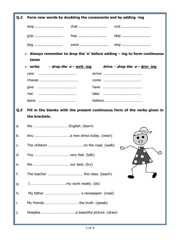 A2Zworksheets:Worksheet of Present Continuous Tense-Grammar-English