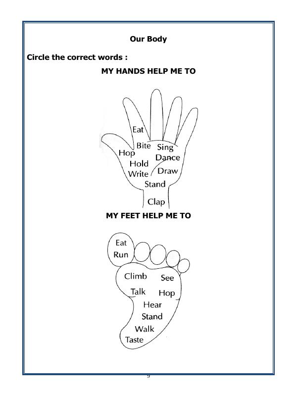 A2Zworksheets:Worksheet of Class-I-Our Body-Humans-Science