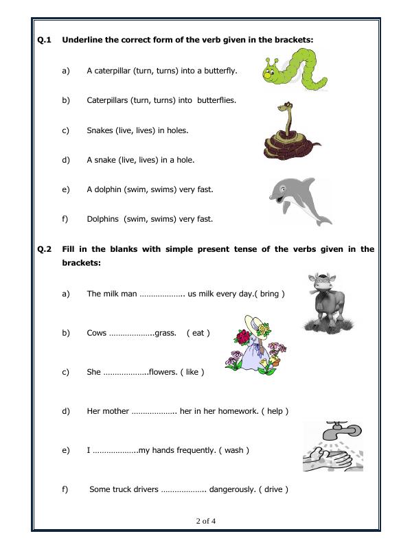 A2Zworksheets:Worksheet of Simple Present Tense-Grammar-English