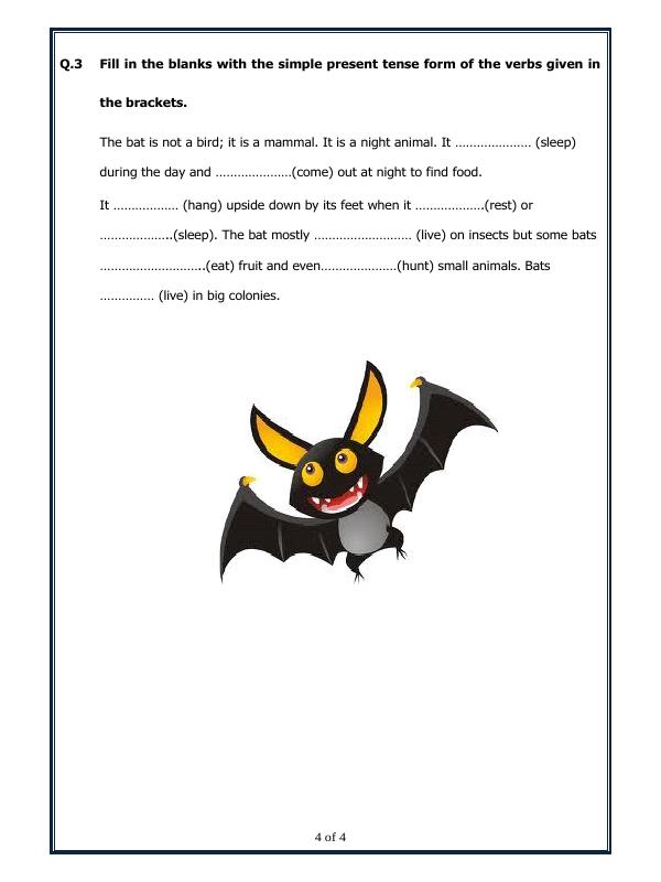 A2Zworksheets:Worksheet of Simple Present Tense-Grammar-English
