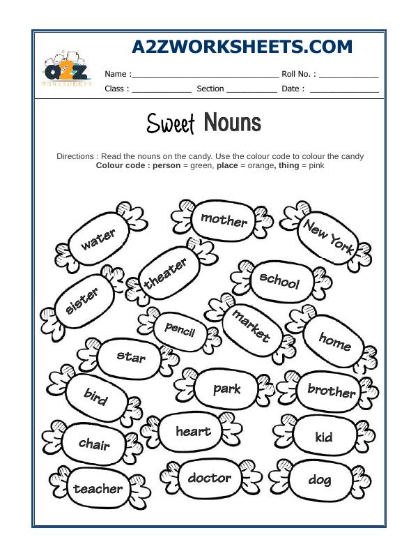 A2Zworksheets:Worksheet of English Noun Worksheet-Grammar-English