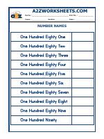 A2Zworksheets:Worksheet of number-names