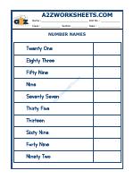 A2Zworksheets:Worksheet of number-names