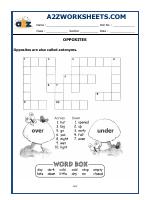 A2Zworksheets:Worksheet of opposites