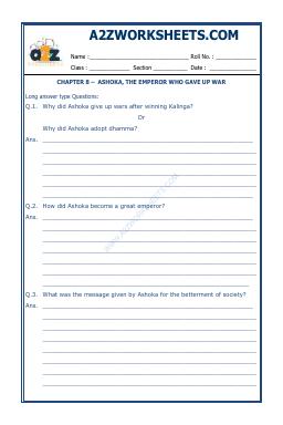 A2Zworksheets:Worksheet of ashoka-the-emperor-who-gave-up-war