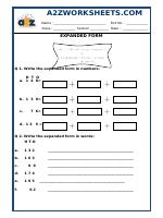 A2Zworksheets:Worksheet of expanded-form