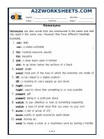 A2Zworksheets:Worksheet of homonyms