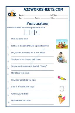 A2Zworksheets:Worksheet of punctuation