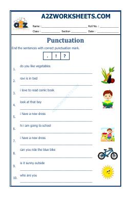 A2Zworksheets:Worksheet of punctuation