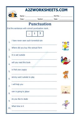 A2Zworksheets:Worksheet of punctuation