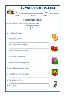 A2Zworksheets:Worksheet of punctuation