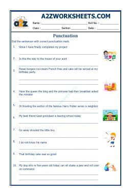 A2Zworksheets:Worksheet of punctuation