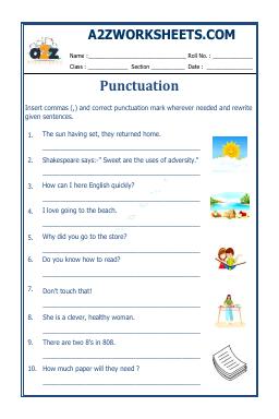 A2Zworksheets:Worksheet of punctuation
