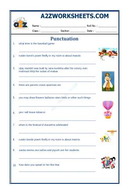 A2Zworksheets:Worksheet of punctuation