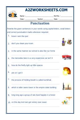 A2Zworksheets:Worksheet of punctuation