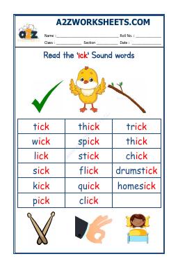 A2Zworksheets:Worksheet of sound-words