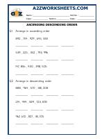 A2Zworksheets:Worksheet of ascending-and-descending-order