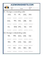 A2Zworksheets:Worksheet of ascending-and-descending-order